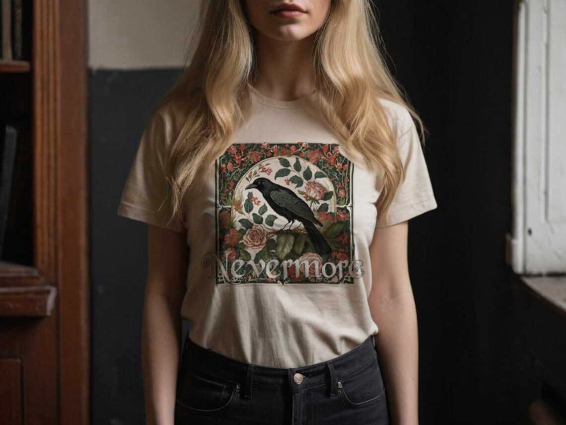 Nevermore Raven Graphic Tshirt, Edgar Allan Poe Shirt, Gothic Tee ...