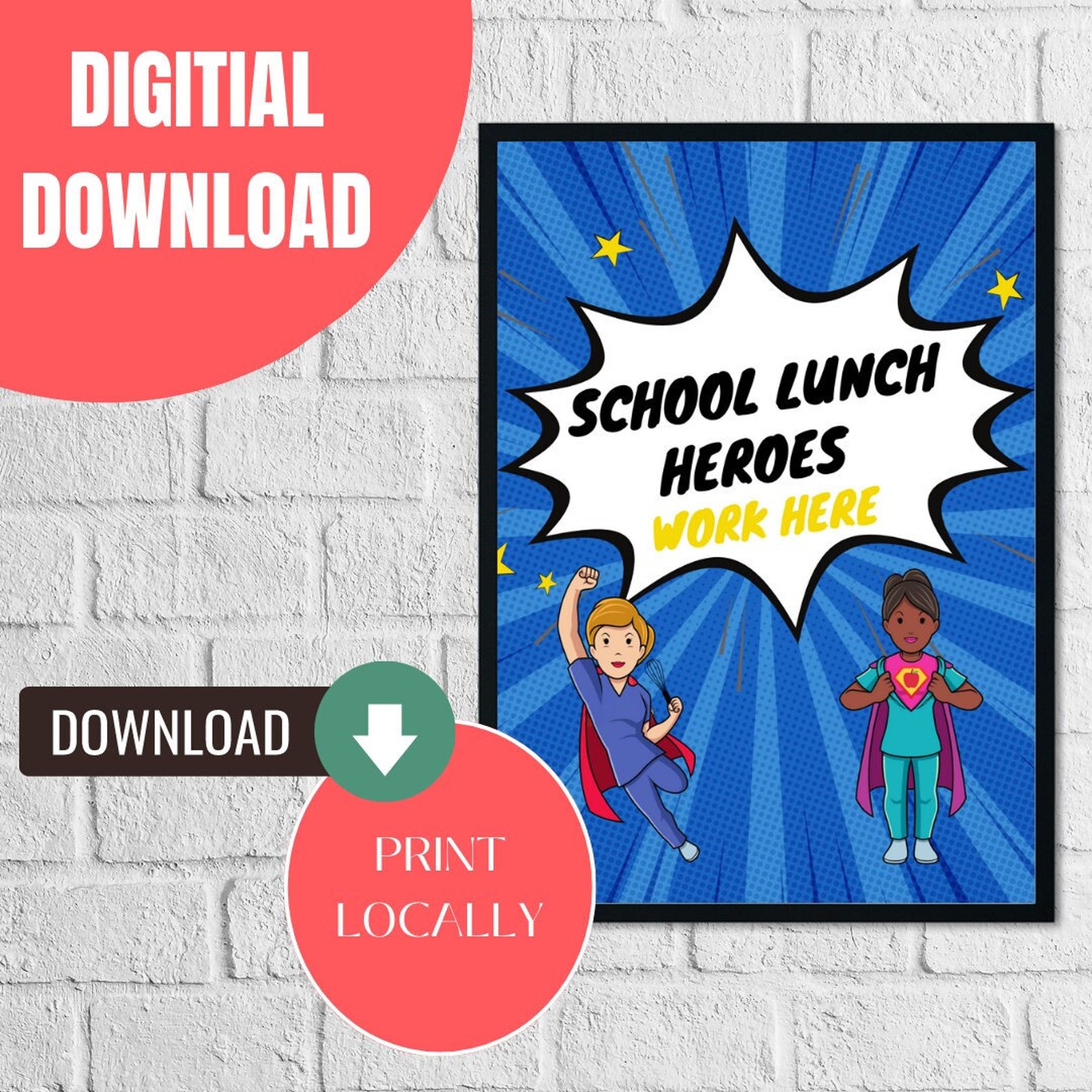 Digital Download - School Lunch Hero Day Poster | Lunch Lady Posters ...