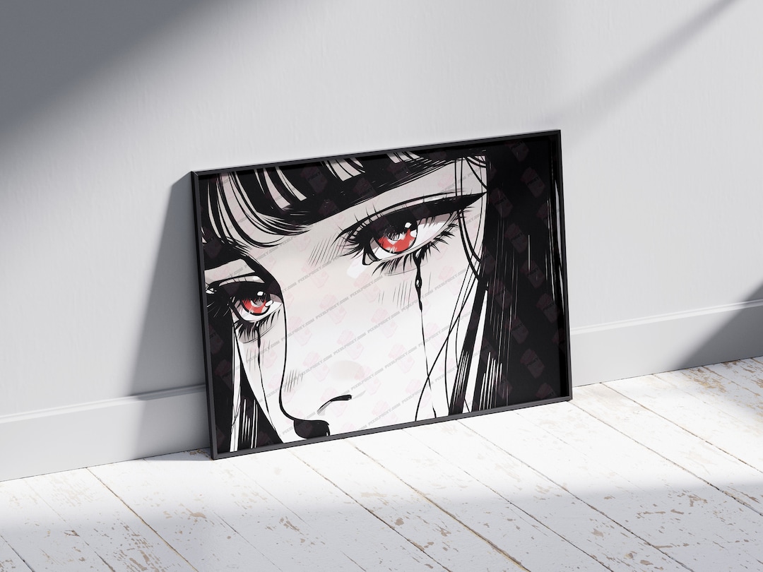 Midnight Muse Gaze Fine Art Print Enigmatic Red-eyed Beauty Poster ...