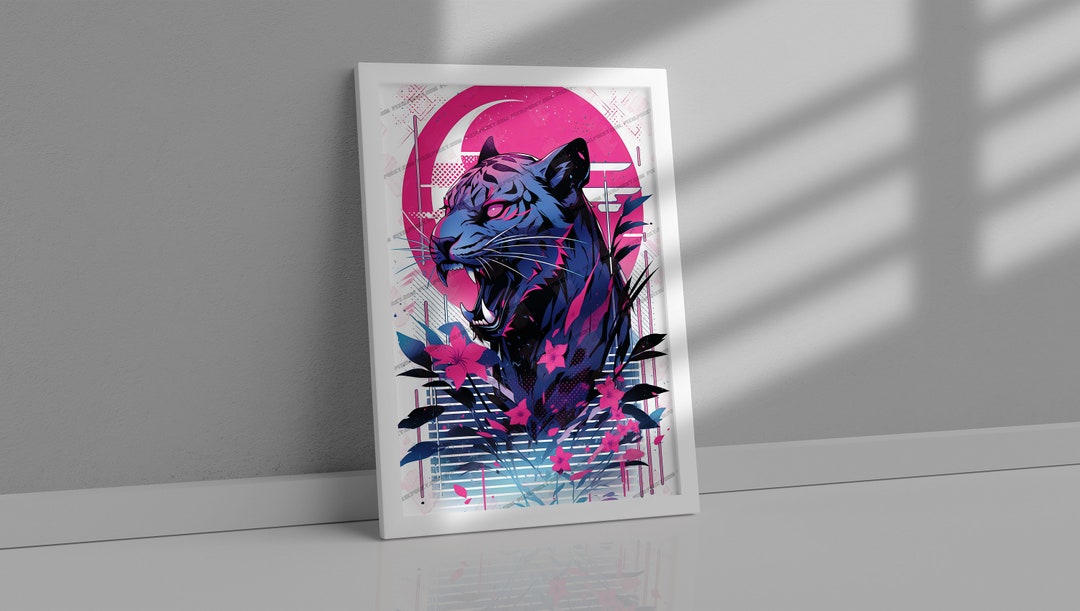 Popular Vaporwave Animal Fine Art Print Vibrant Aesthetic Wall Art ...