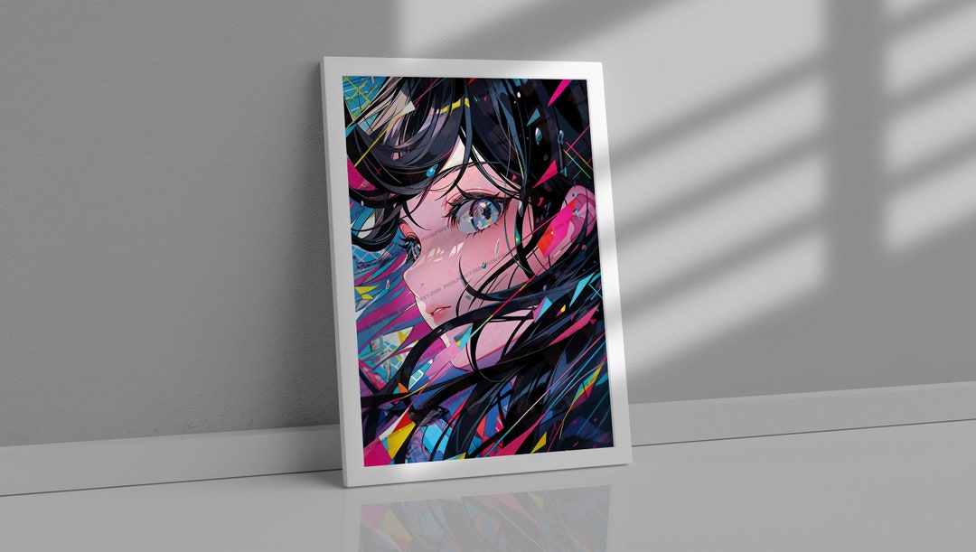 Japanese Anime Girl Fine Art Print Vibrant Manga Aesthetic Ready To