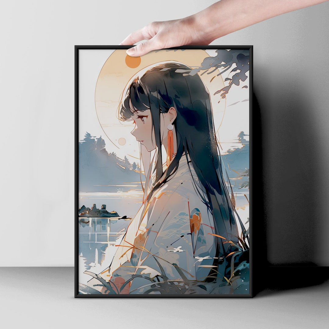 Japanese Anime Girl Fine Art Print Vibrant Abstract Nature - Etsy