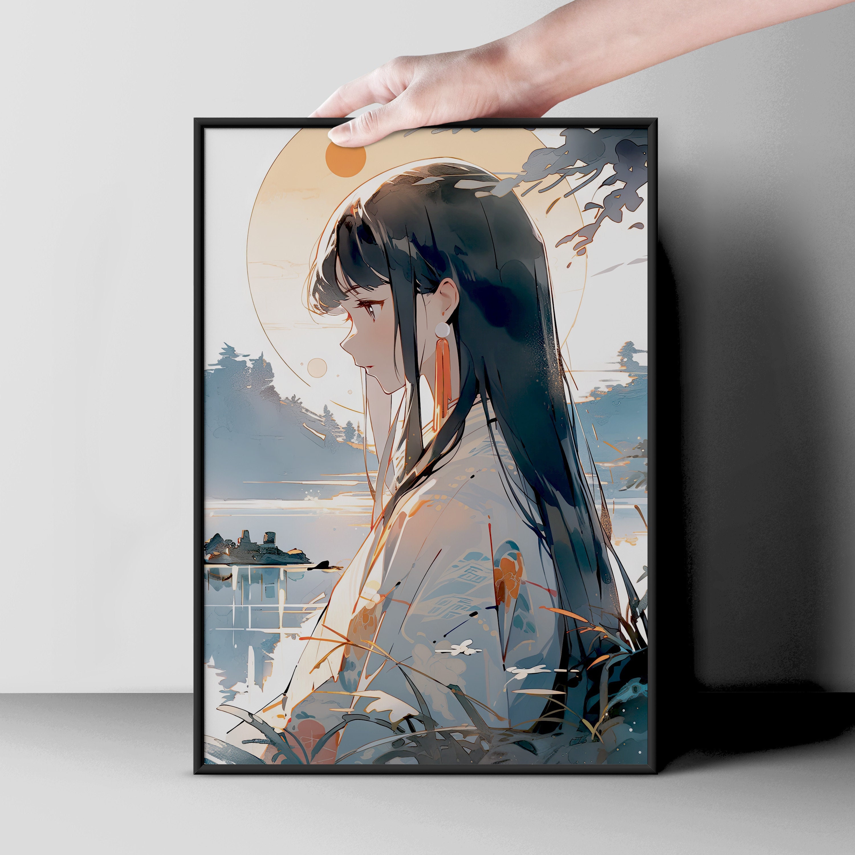 Japanese Anime Girl Fine Art Print Vibrant Abstract Nature - Etsy