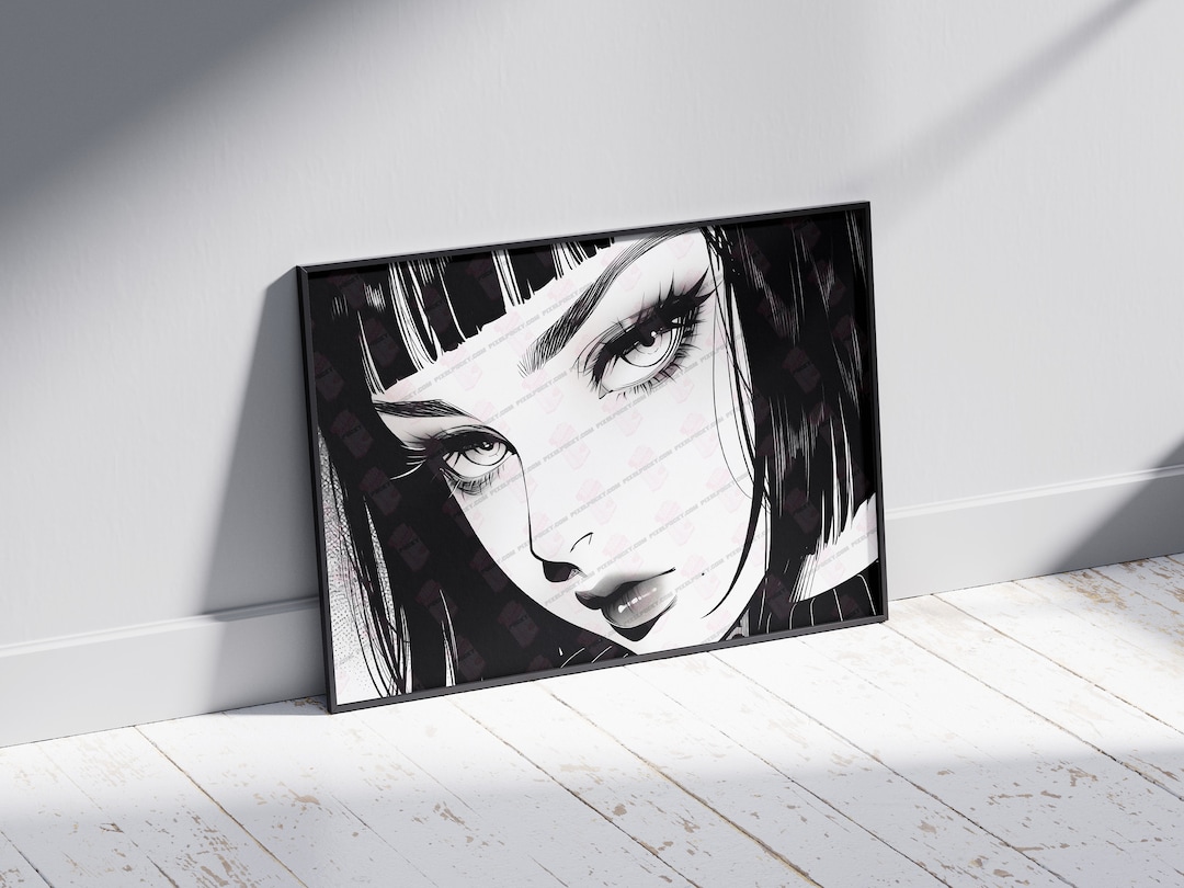 Goth Girl Manga Fine Art Print Dark Noir Anime Wall Art, Chic Gothic ...