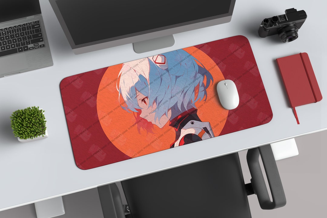 Enigmatic Anime Warrior Desk Mat Sleek Office Mouse Pad, Cool Character ...