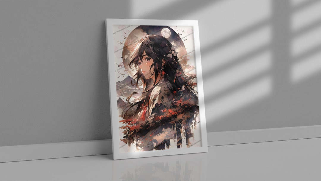 Japanese Anime Girl Fine Art Print Vibrant Manga Aesthetic, Home ...