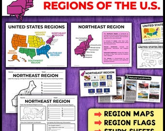 5 Regions of the United States Activities - Etsy