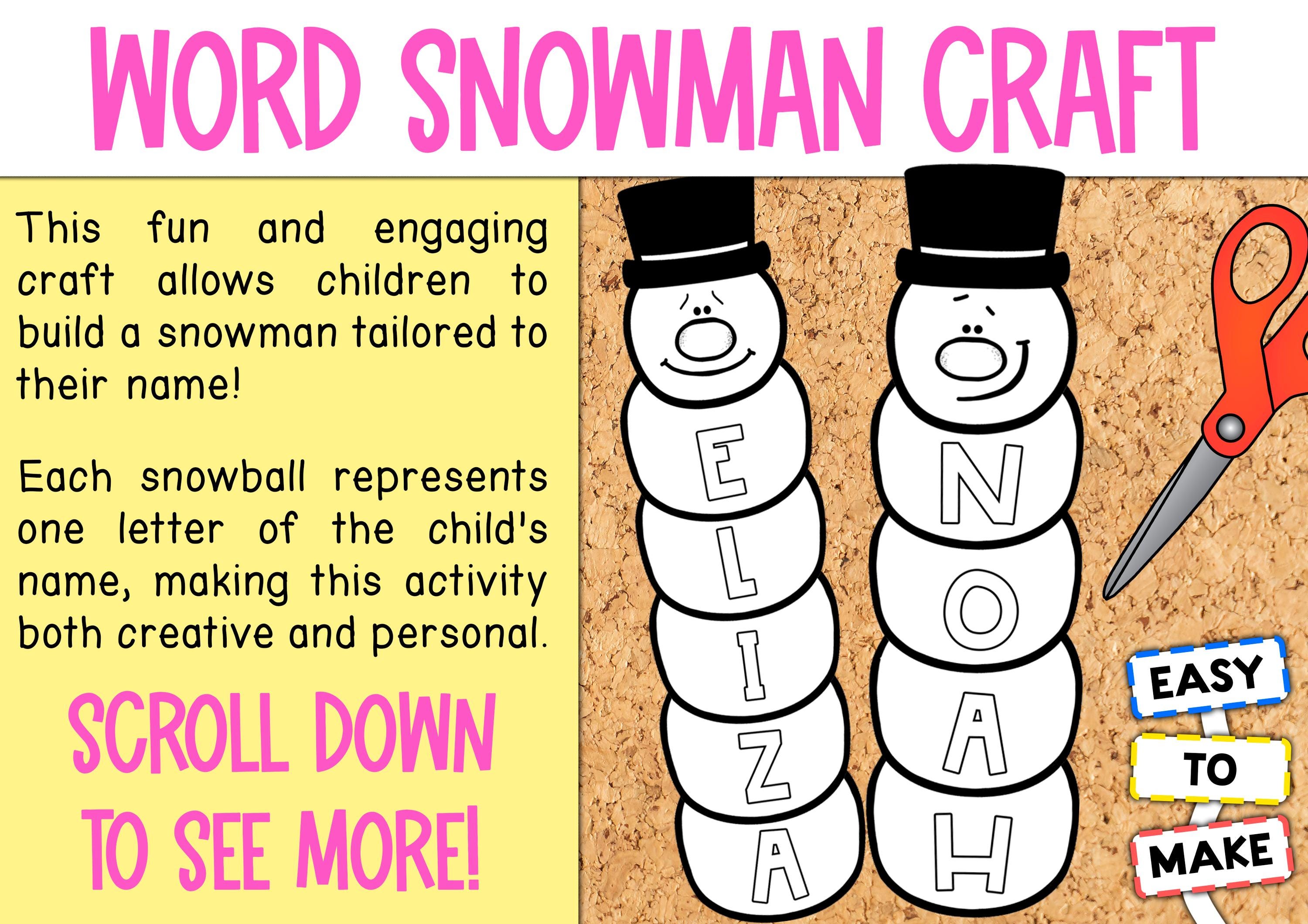 Snowman Name Craft Activity | Christmas & Winter Bulletin Board Craft ...