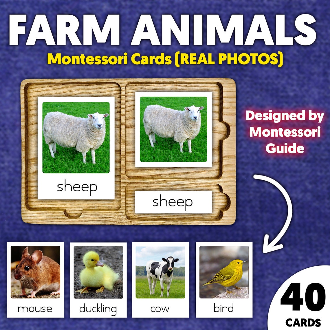 Farm Animals Montessori 3-part Cards (REAL IMAGES) | Farm Vocabulary ...