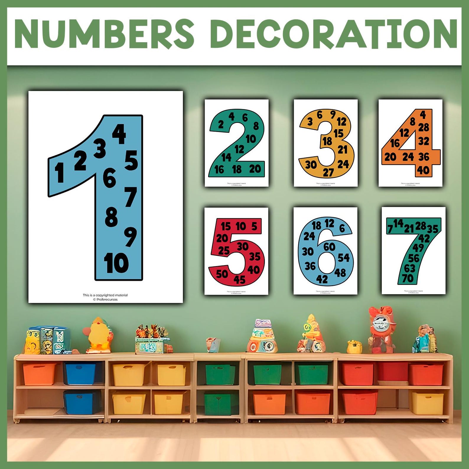 Numbers for Classroom Decoration | Numbers With Multiples | Number Line ...