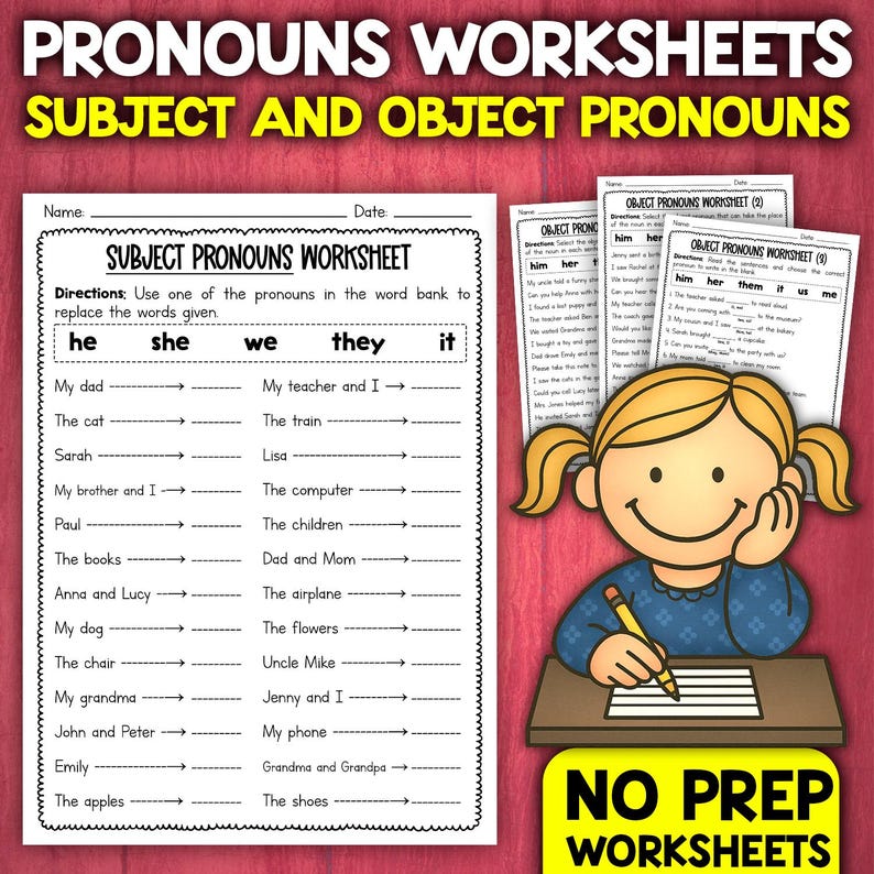 Pronouns Worksheets | Personal Pronouns, Subject Pronouns and Object ...