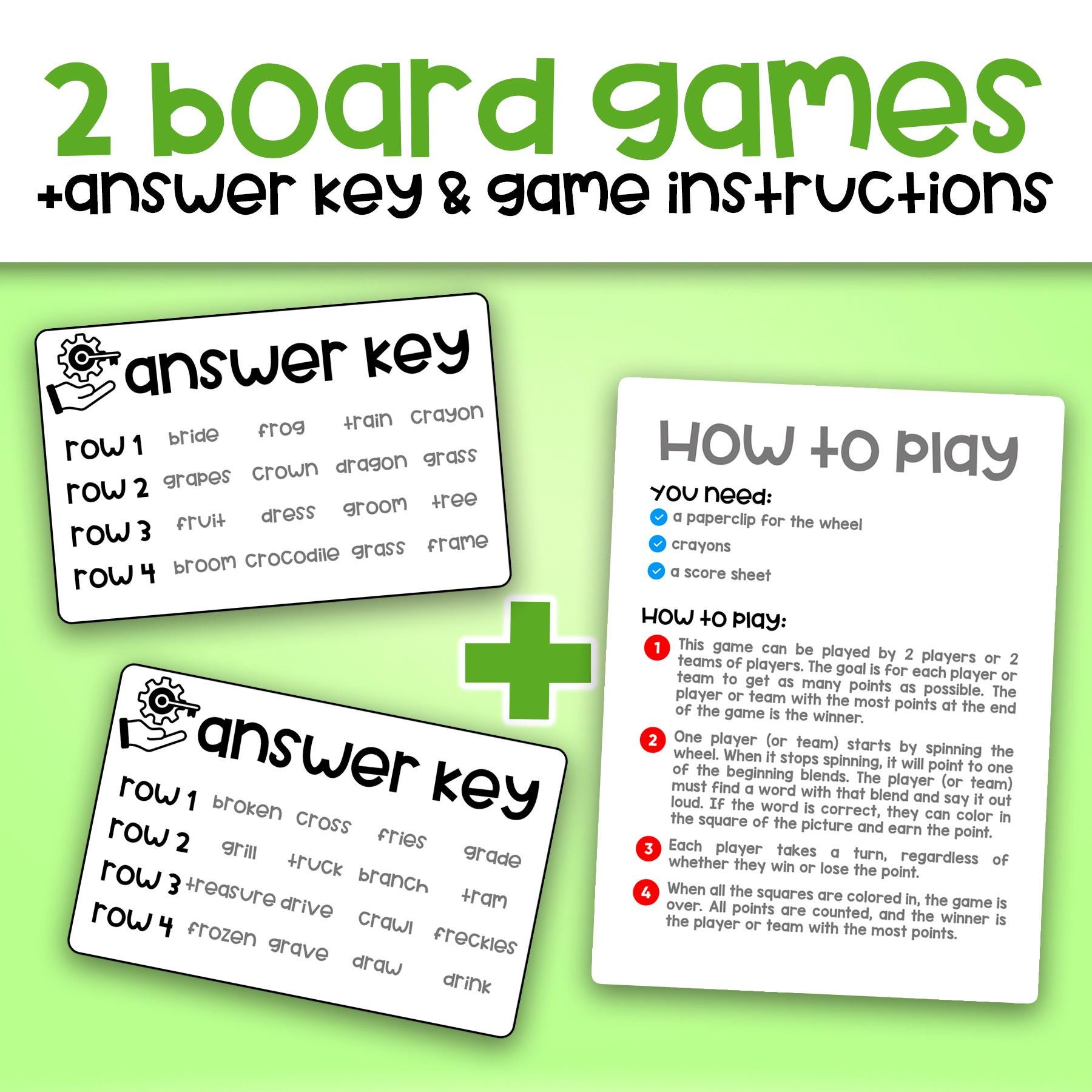 Beginning Blends Board Games Reading and Phonics Homeschooling Reading ...