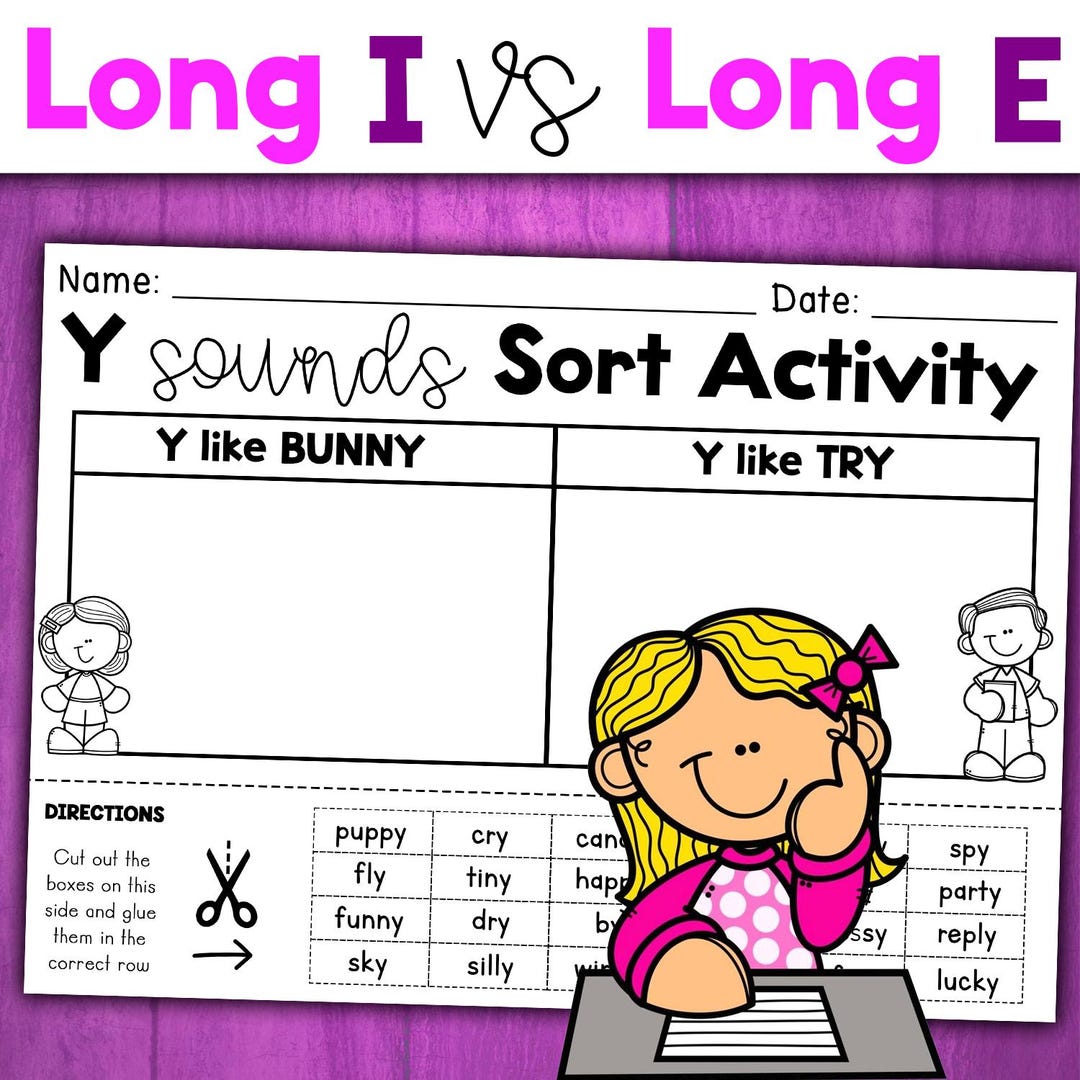 And Vowel Sounds Sort | Long I Vs Long E | Vowel Y Worksheets | Final ...