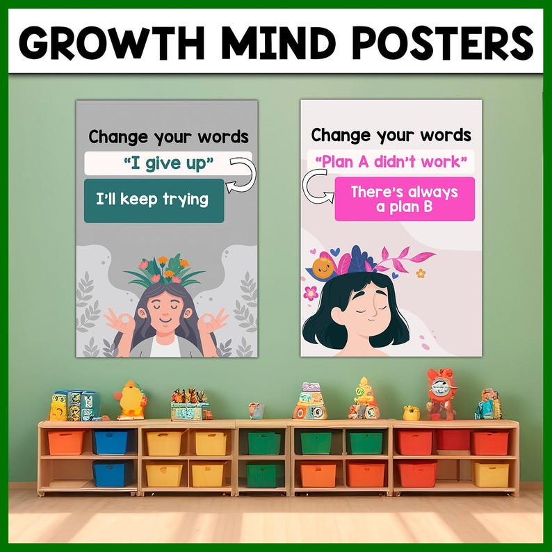 Growth Mindset Posters for Kids | Class Decor Bulletin Board | Growth ...