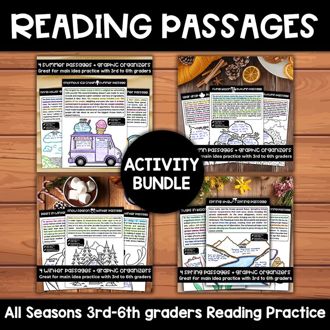 All Seasons Worksheets Reading Passages Graphic Organizers Reading ...