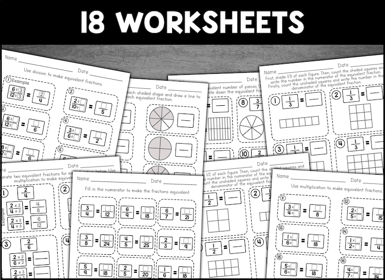 Equivalent Fractions Worksheets | Fraction Review Activities | 4th ...