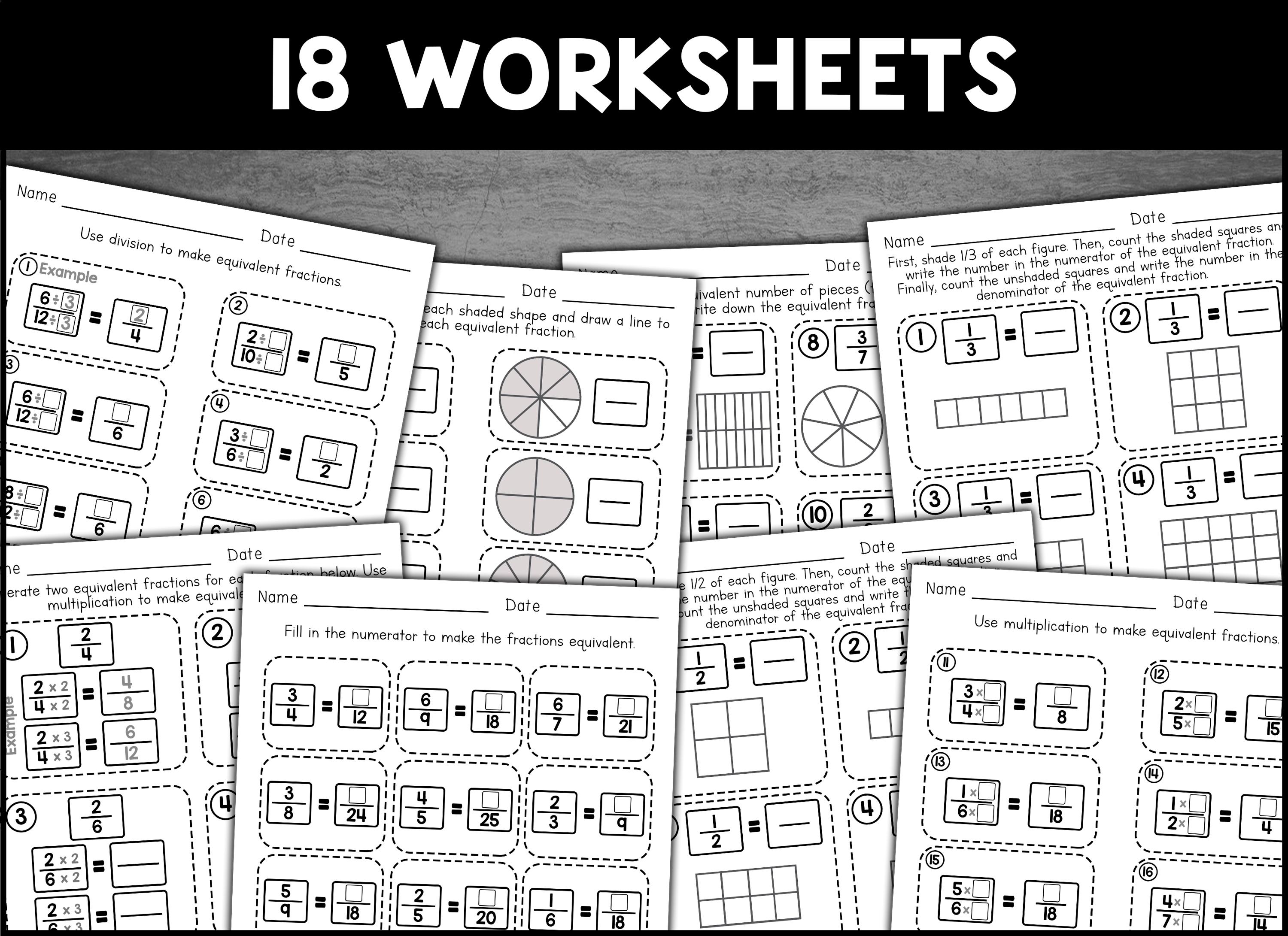 Equivalent Fractions Worksheets | Fraction Review Activities | 4th ...