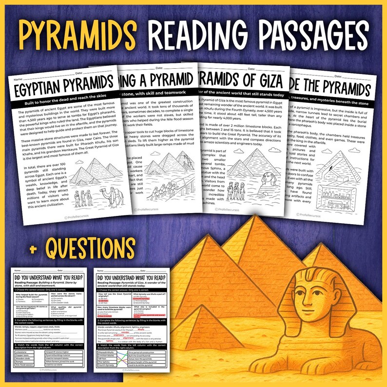 Ancient Egypt Reading Passages and Comprehension Activities | Pyramid ...
