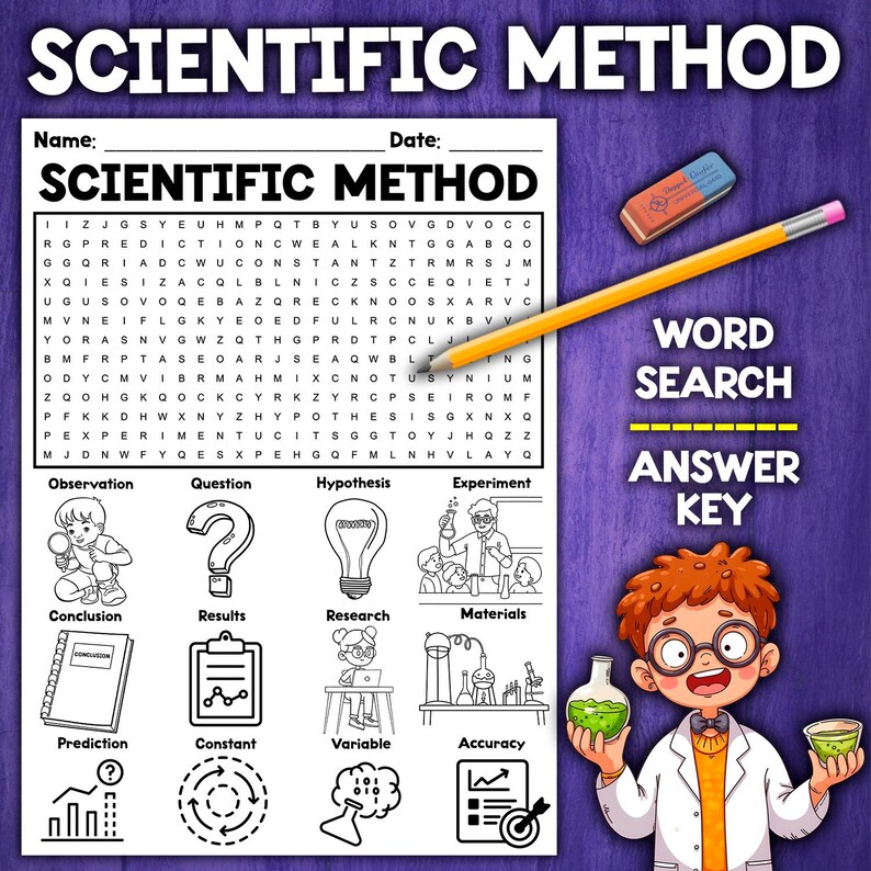 Scientific Method Worksheet Word Search Activity | Scientific Method ...