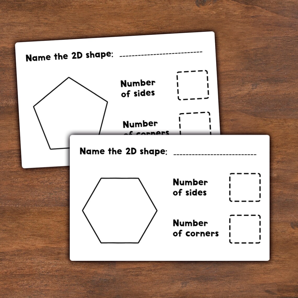2D Shapes Cards Side, Vertices, Corners, Edges 2D Shapes Worksheets ...