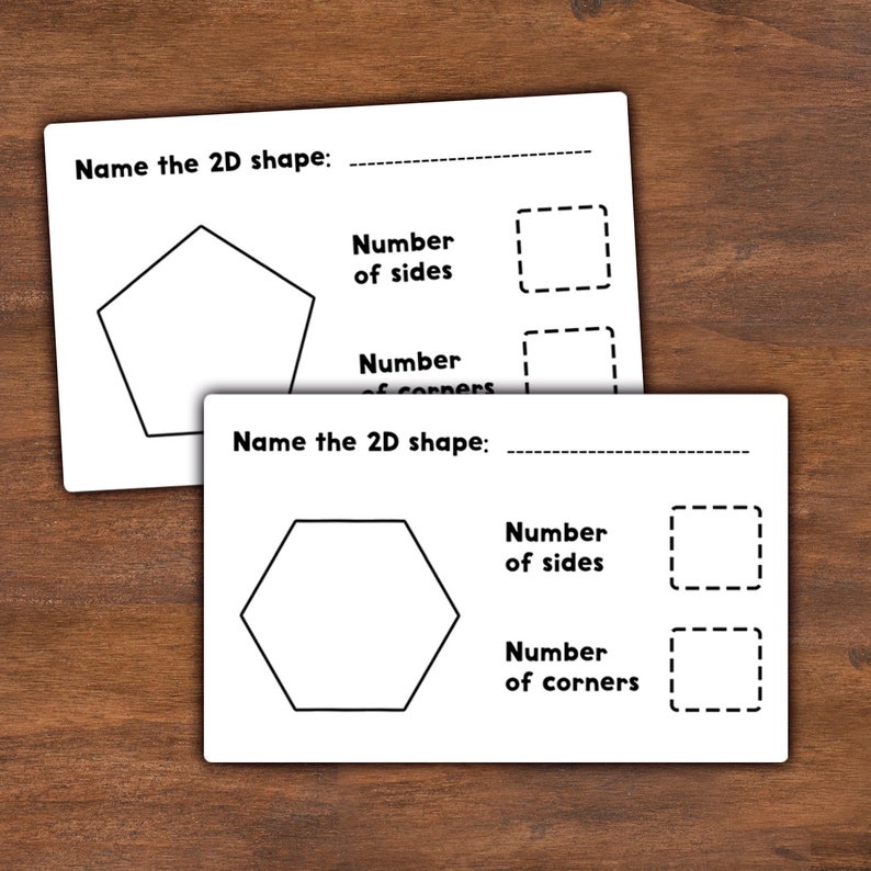 2D Shapes Cards | Side, Vertices, Corners, Edges | 2D Shapes Worksheets ...