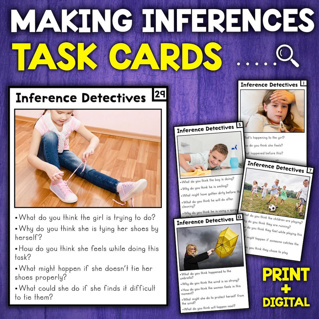 Making Inferences Task Cards Activity | Inferring Game | Inferencing ...