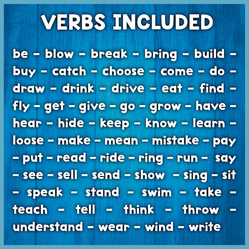 Irregular Verbs Cards SET 1 | Infinitive + Past Simple + Past ...
