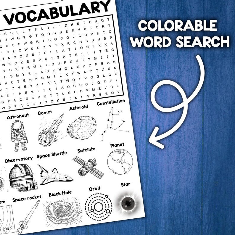 Solar System & Planets Vocabulary Activity Worksheet Word Search ...