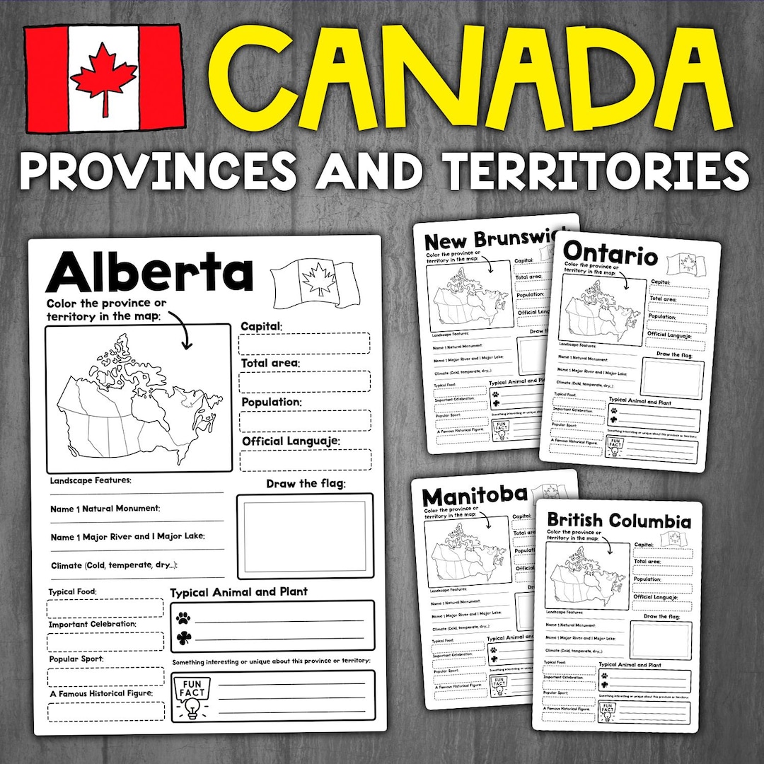 Canada Provinces and Territories Research Project | Canadian Geography ...