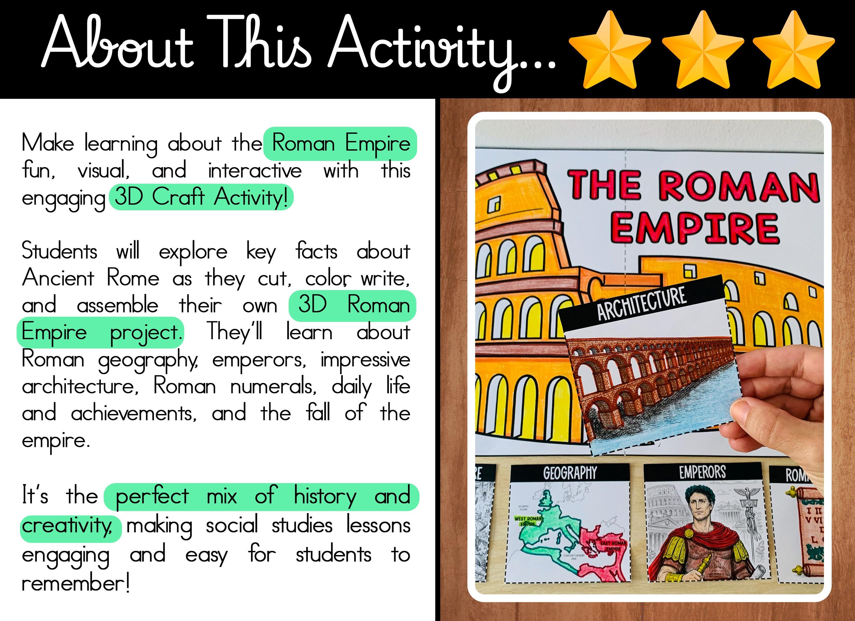 Roman Empire Project Activity | Colosseum 3D Craftivity | Ancient ...