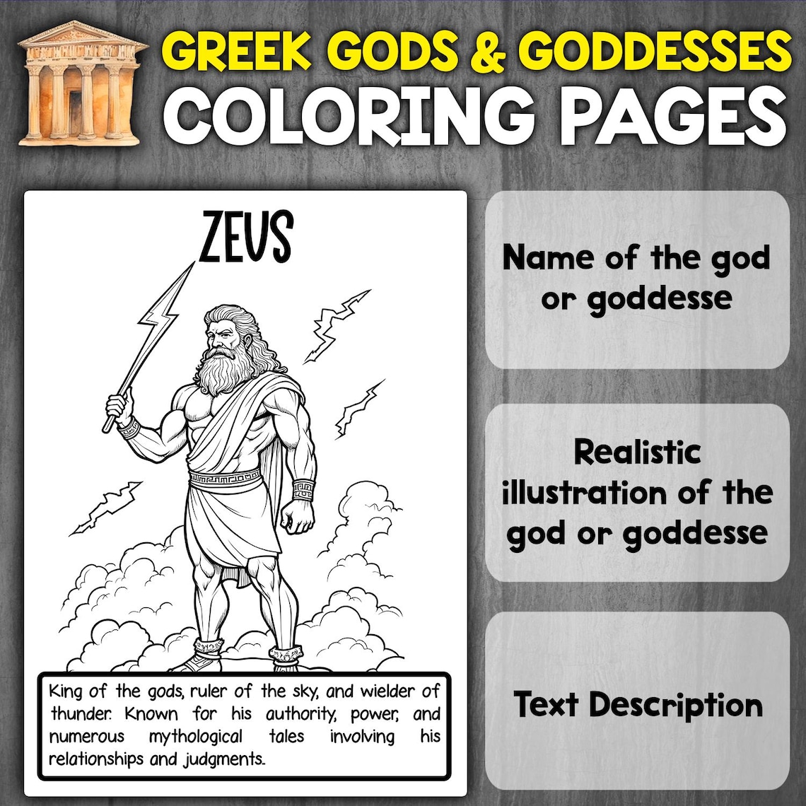 Greek Gods and Goddesses Coloring Pages | Greek Mythology Activity ...