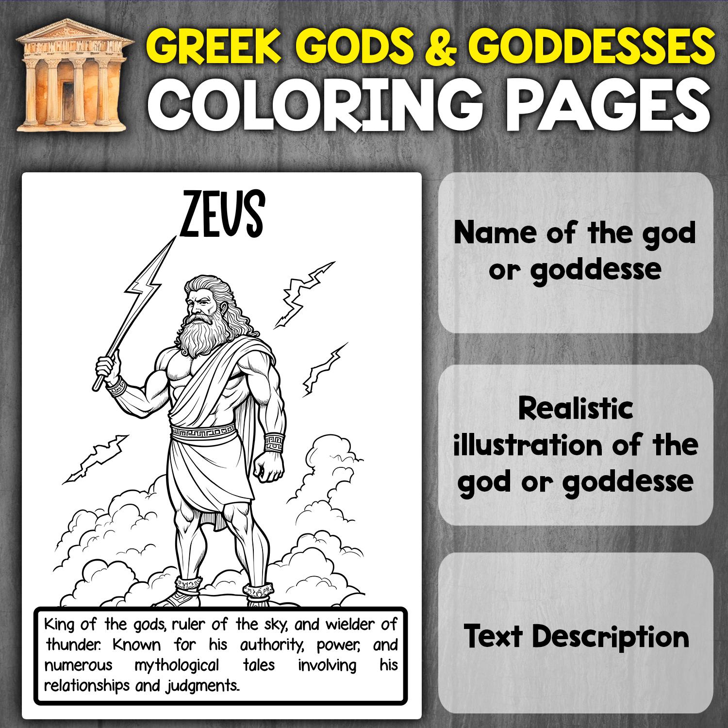 Greek Gods and Goddesses Coloring Pages | Greek Mythology Activity ...