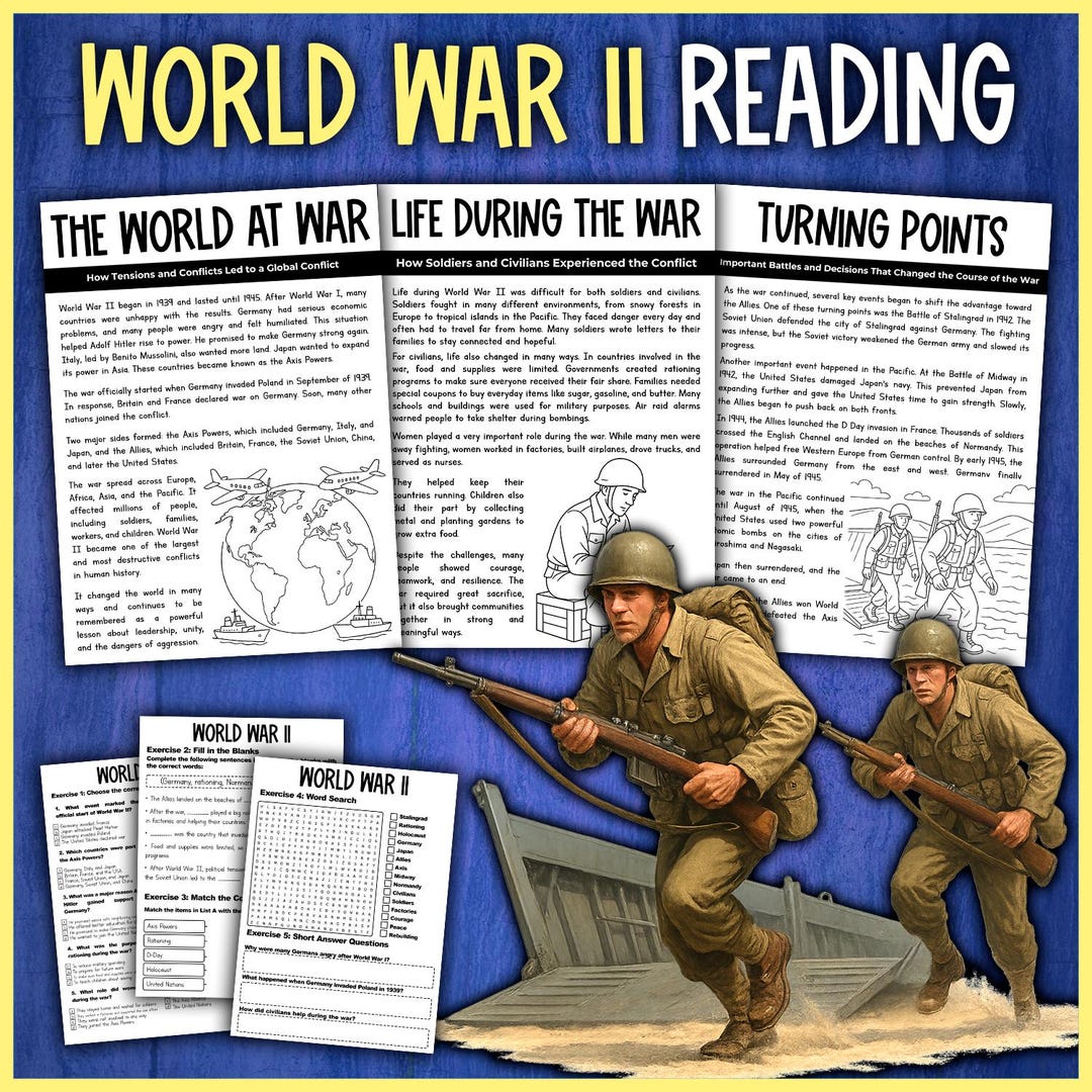 World War II Reading Comprehension Passages and Questions | WW2 History ...