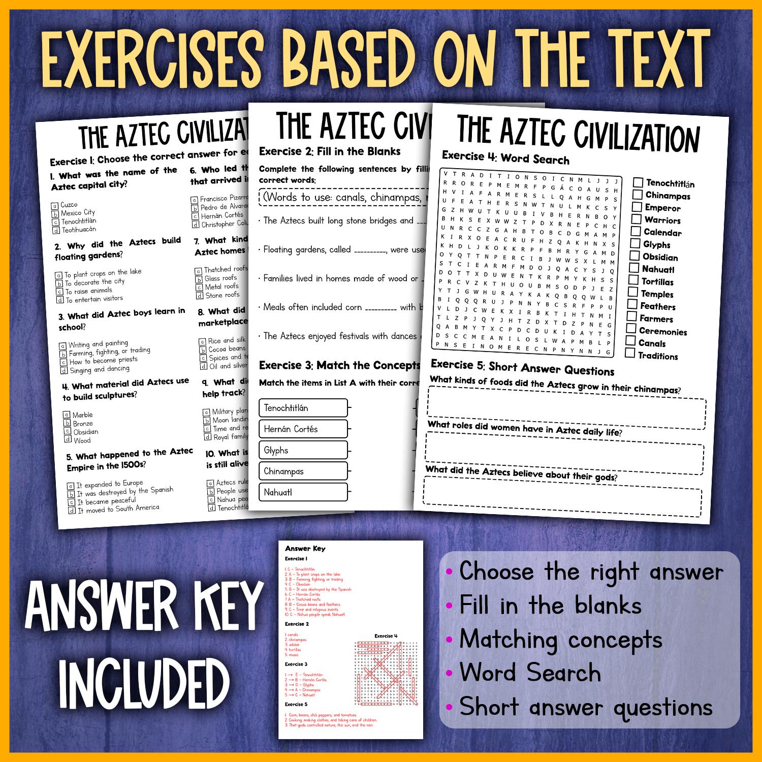 Aztec Civilization Reading Passages and Activities | Ancient ...
