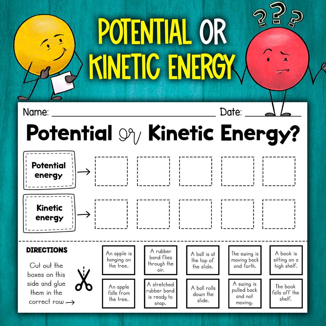 Potential and Kinetic Energy Sorting Activity | Science Interactive ...