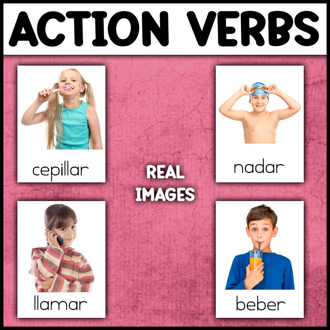 Action Verbs in SPANISH Flashcards Action Verbs in SPANISH Flashcards ...