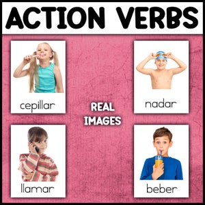 Action Verbs in SPANISH Flashcards | Action Verbs in SPANISH Flashcards ...