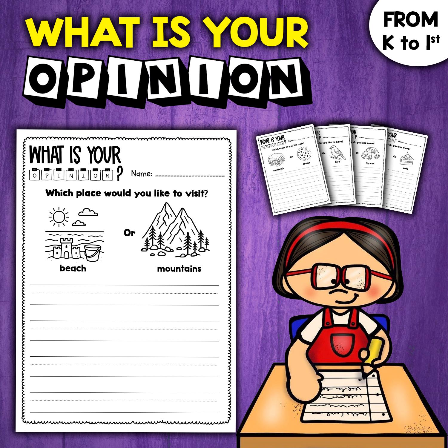 Opinion Writing Prompts Worksheets for Kindergarten, First 1st Grade ...
