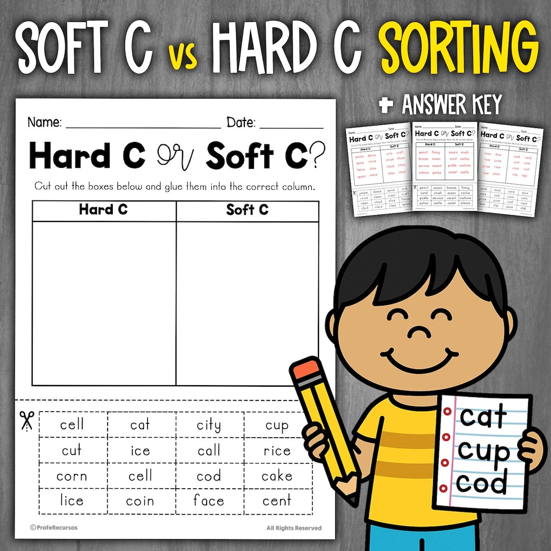 Hard C Vs. Soft C Sound Sorting Activity Worksheets | Phonics ...