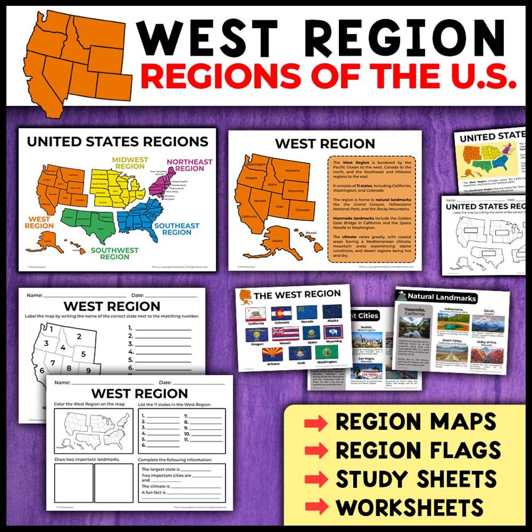 The West Region | Regions of the US | Geography 5 Regions of the United ...