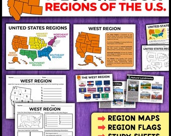 5 Regions of the United States Activities - Etsy