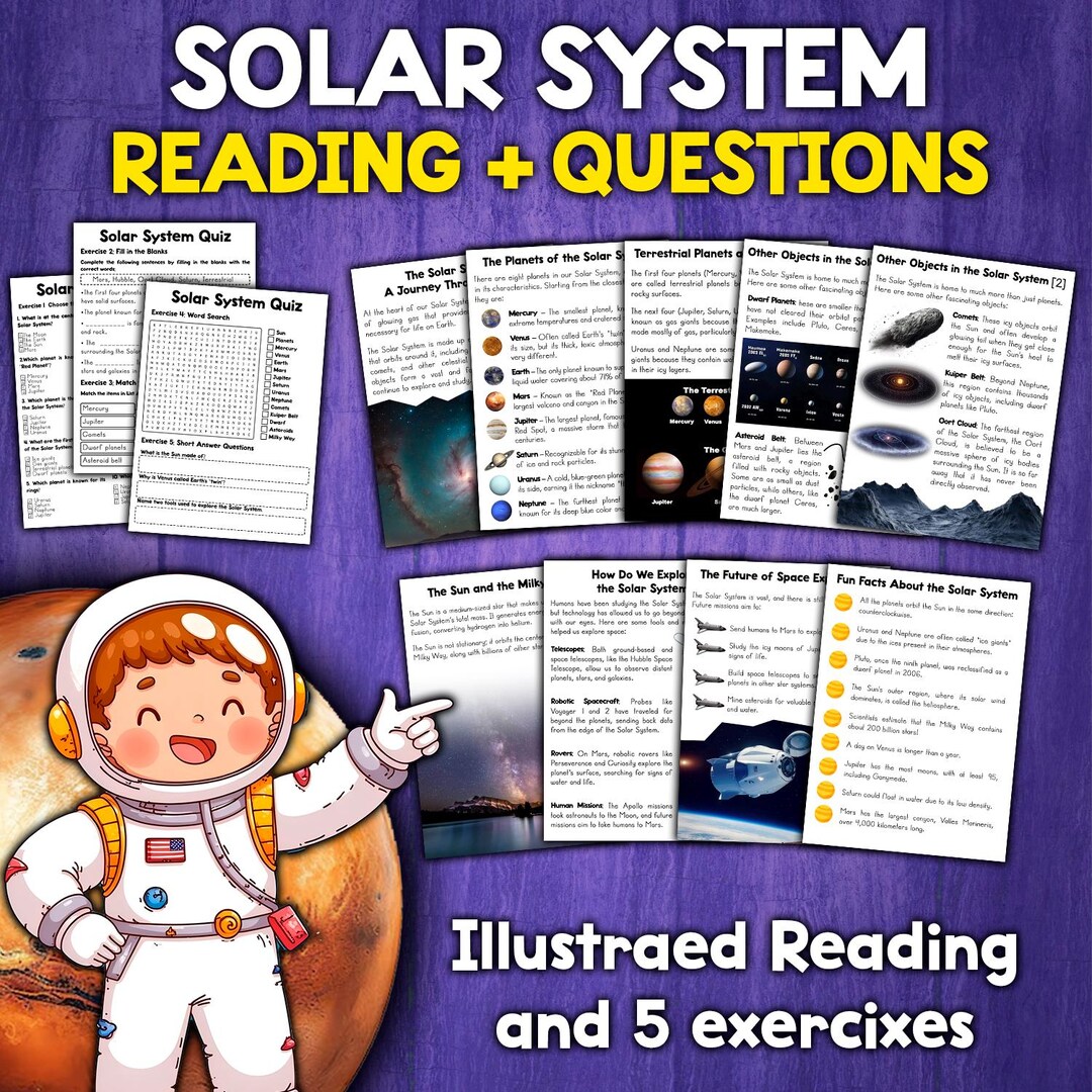 Solar System & Planets Reading Comprehension Passages + Questions ...