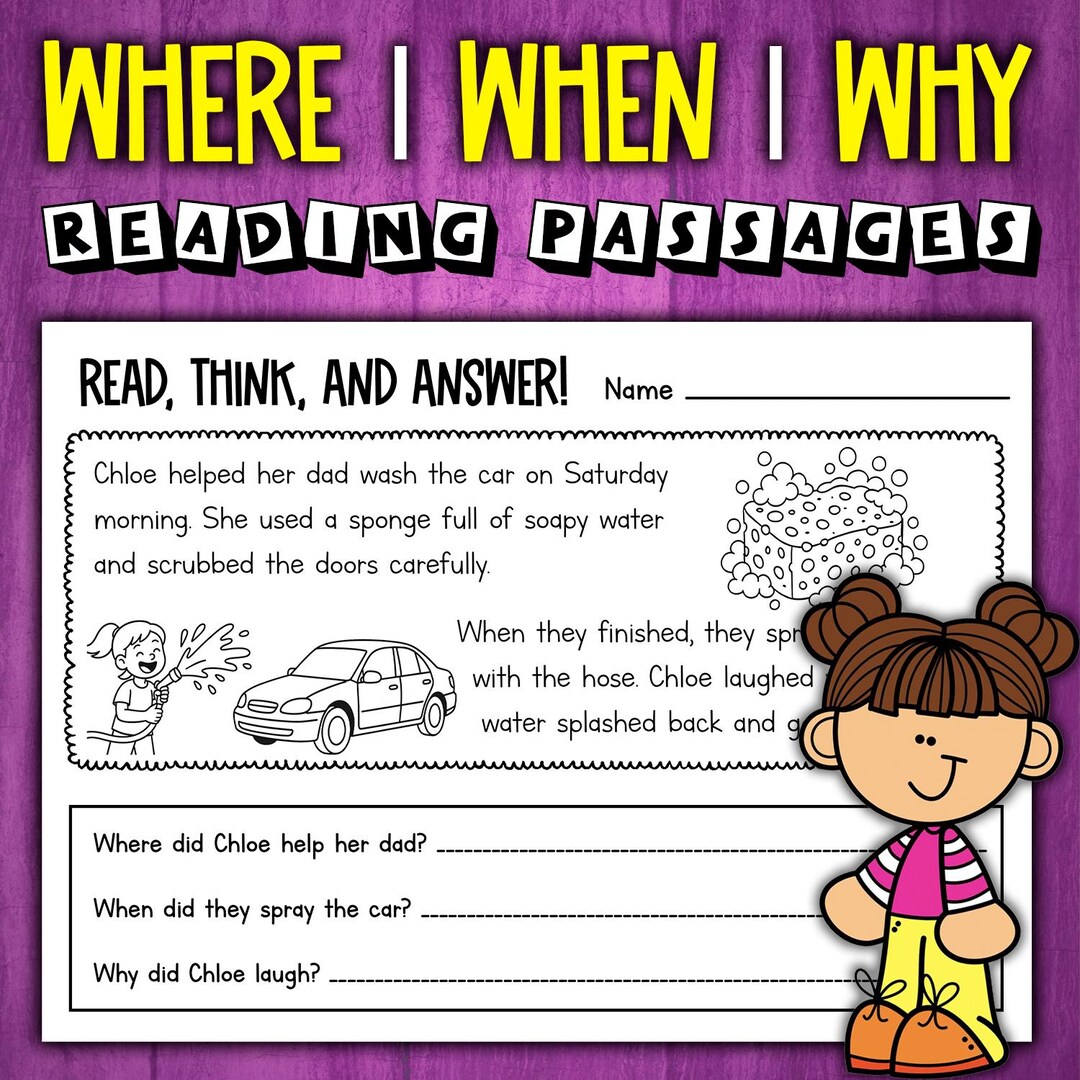 Where When Why Questions Worksheets | Reading Comprehension Passages ...