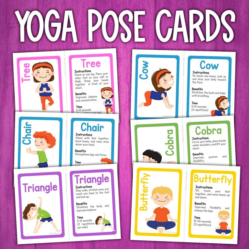 Yoga Pose Cards for Kids | Calm Down Corner | Breathing Exercises Kids ...