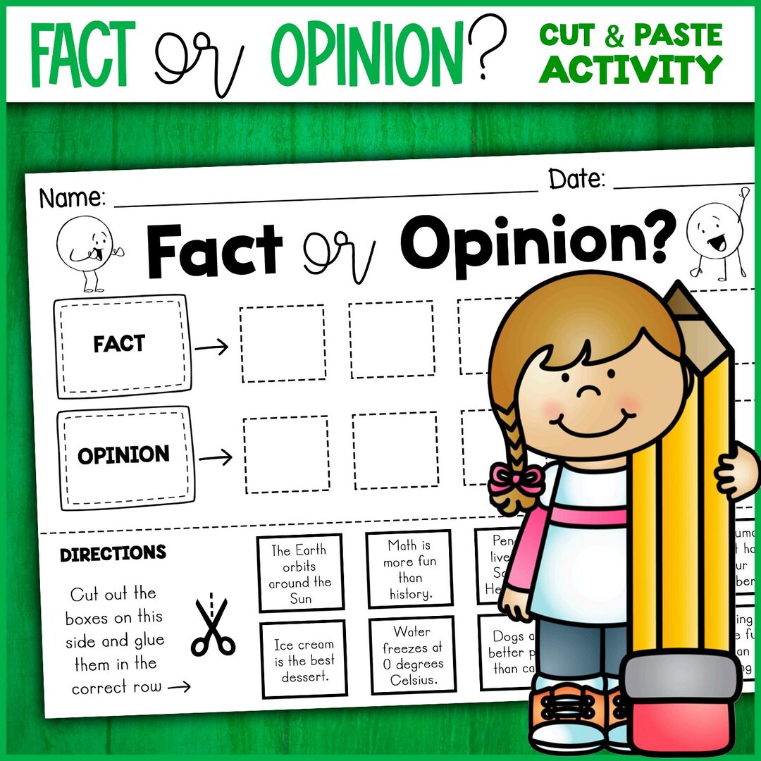 Fact and Opinion Sorting Activity | Cut and Paste Worksheet | Fact VS ...