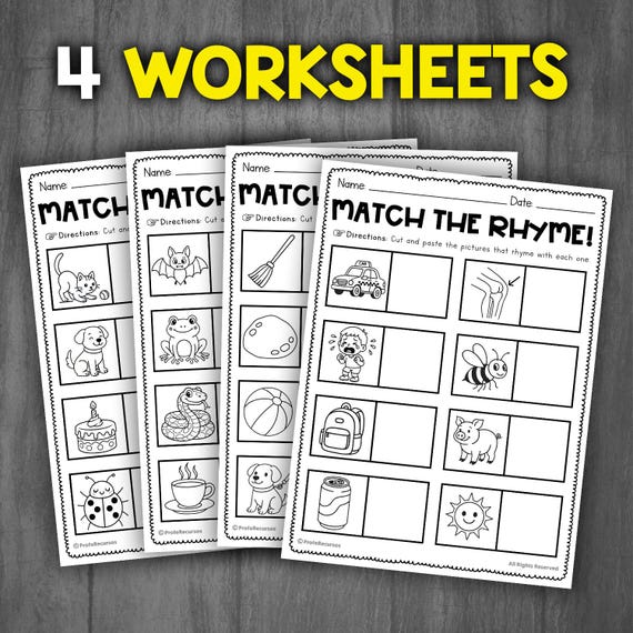 Rhyming Worksheets For Kindergarten Cut And Paste Kids Worksheets