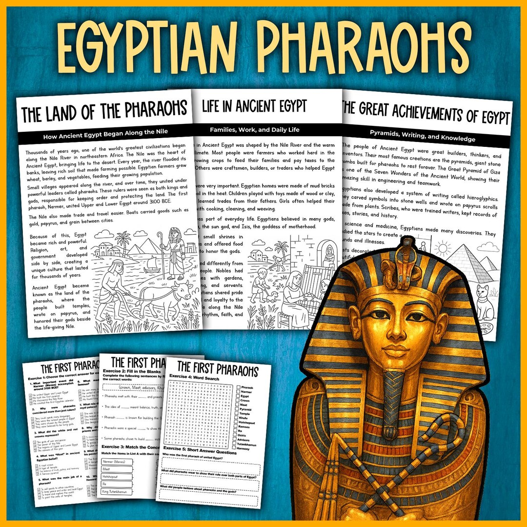 Pharaohs of Ancient Egypt Reading Passages and Activities | Egyptian ...