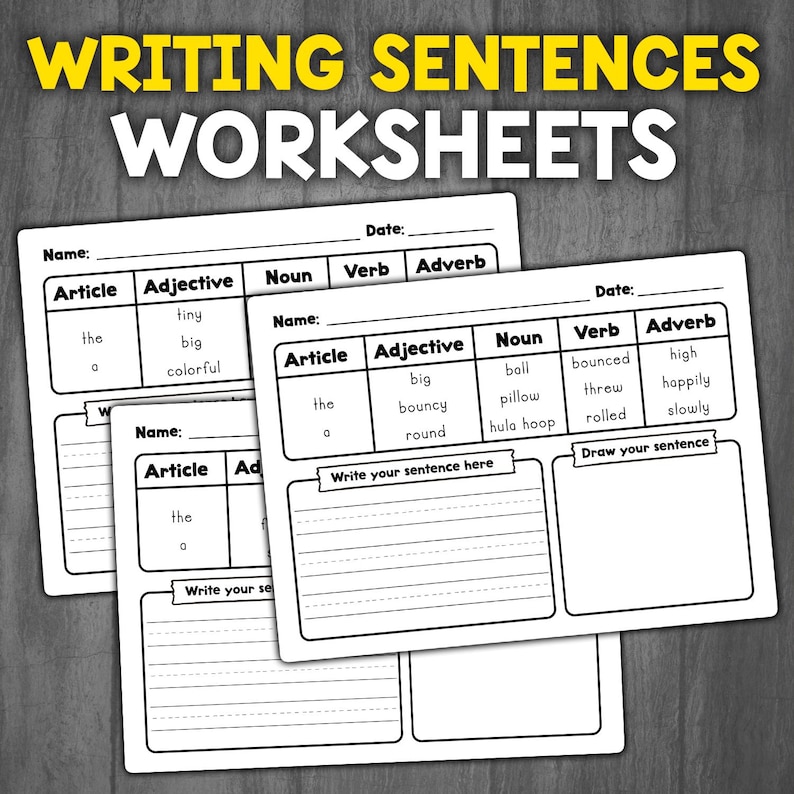 Writing Sentences Activity Worksheets | Sentence Building Activity ...