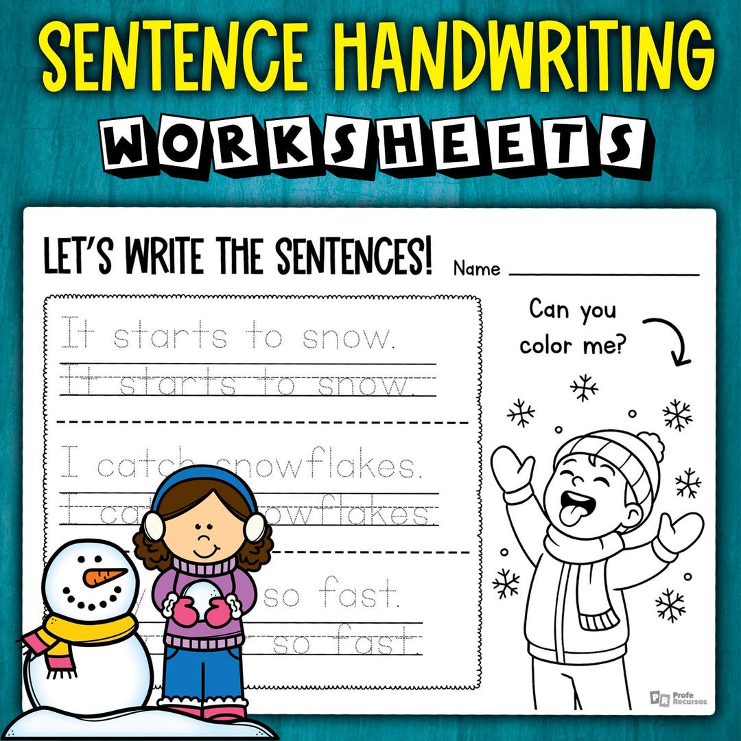 Winter Sentence Writing Worksheets | Handwriting Practice for ...