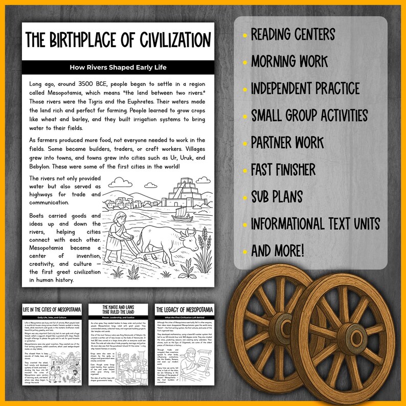 Ancient Mesopotamia Reading Passages and Activities | Early ...